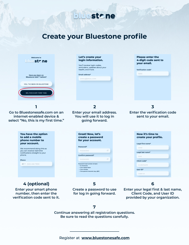 Create Profile – Bluestone Health™